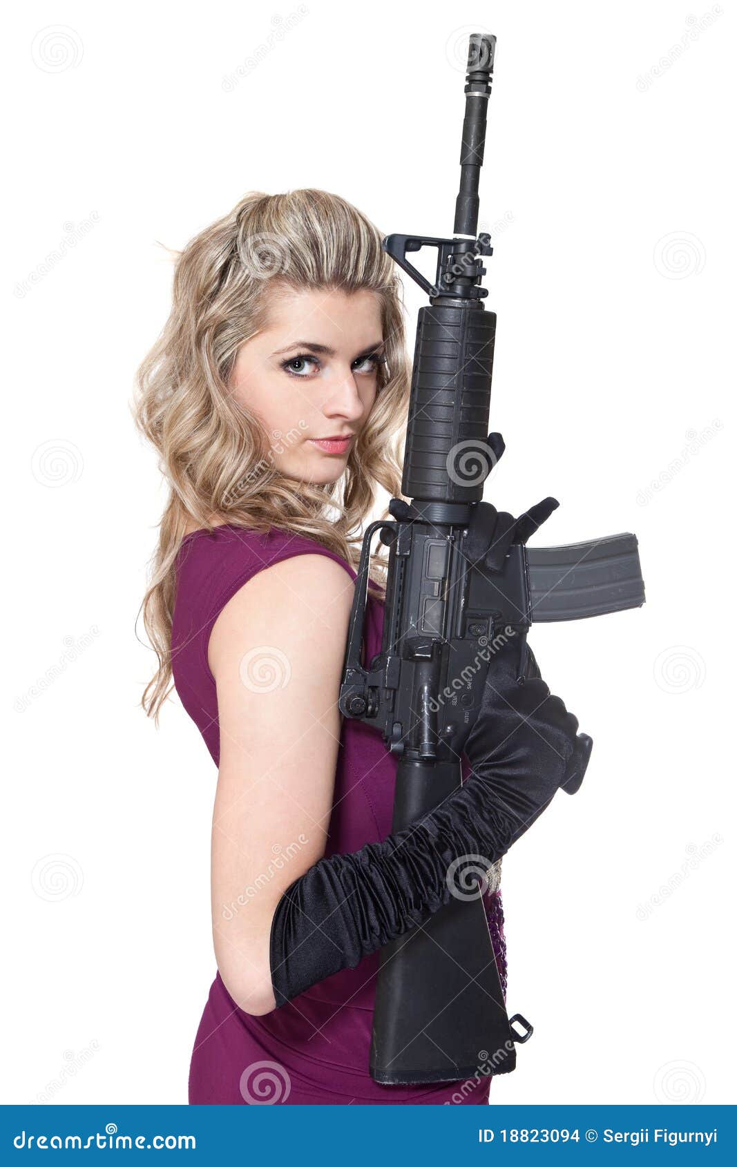 Beautiful woman with rifle stock photo. Image of army - 18823094