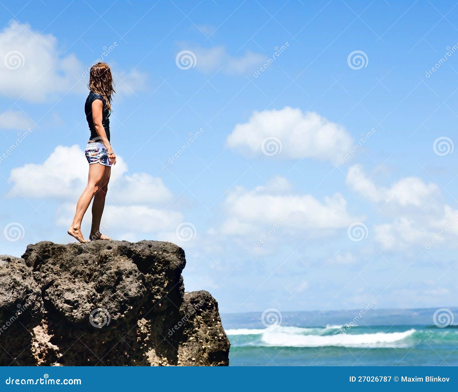 Beautiful Woman on the Rock Stock Image - Image of aqua, travel: 27026787