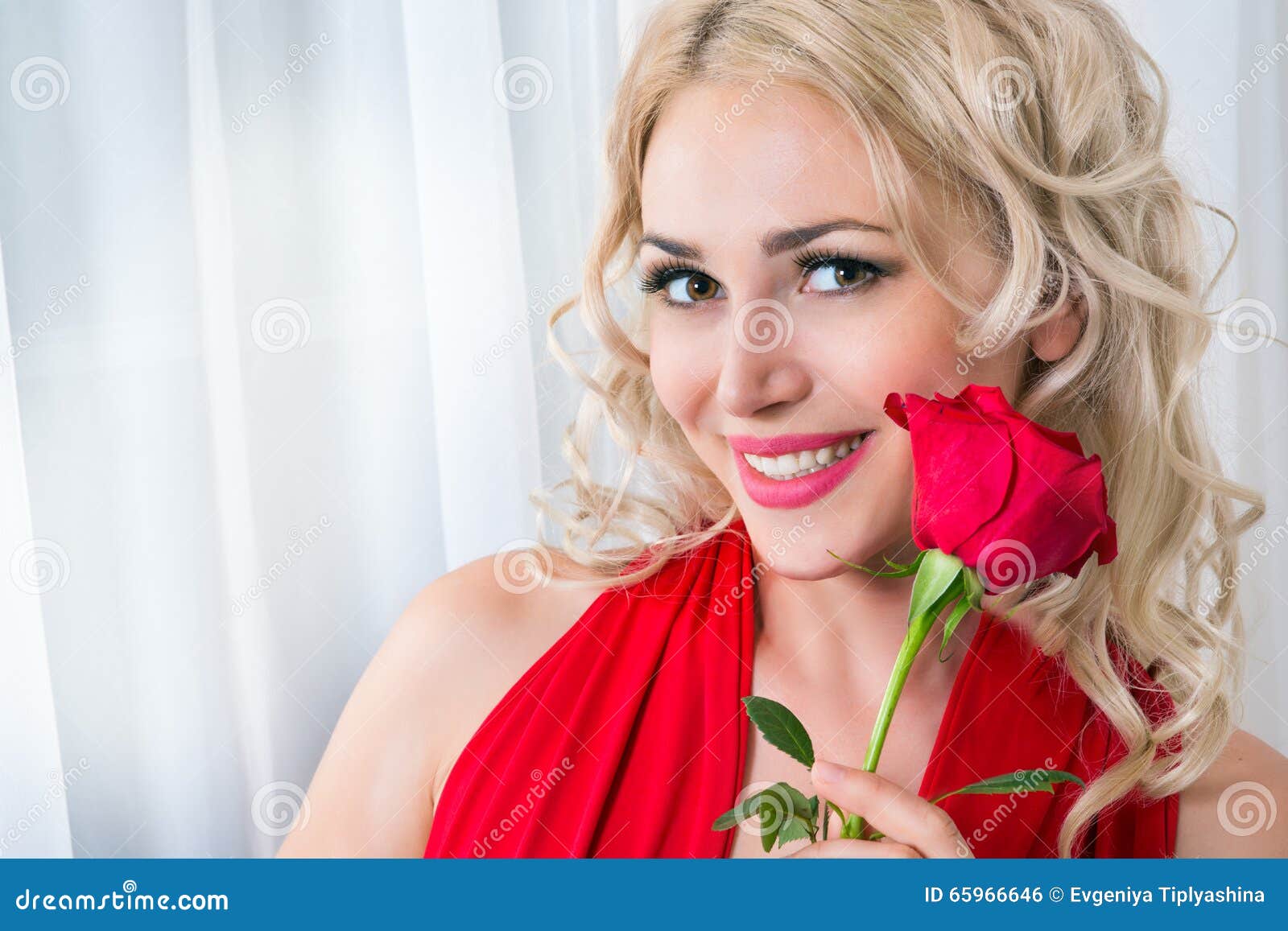 Beautiful Woman with a Rose Stock Photo - Image of black, relaxation ...