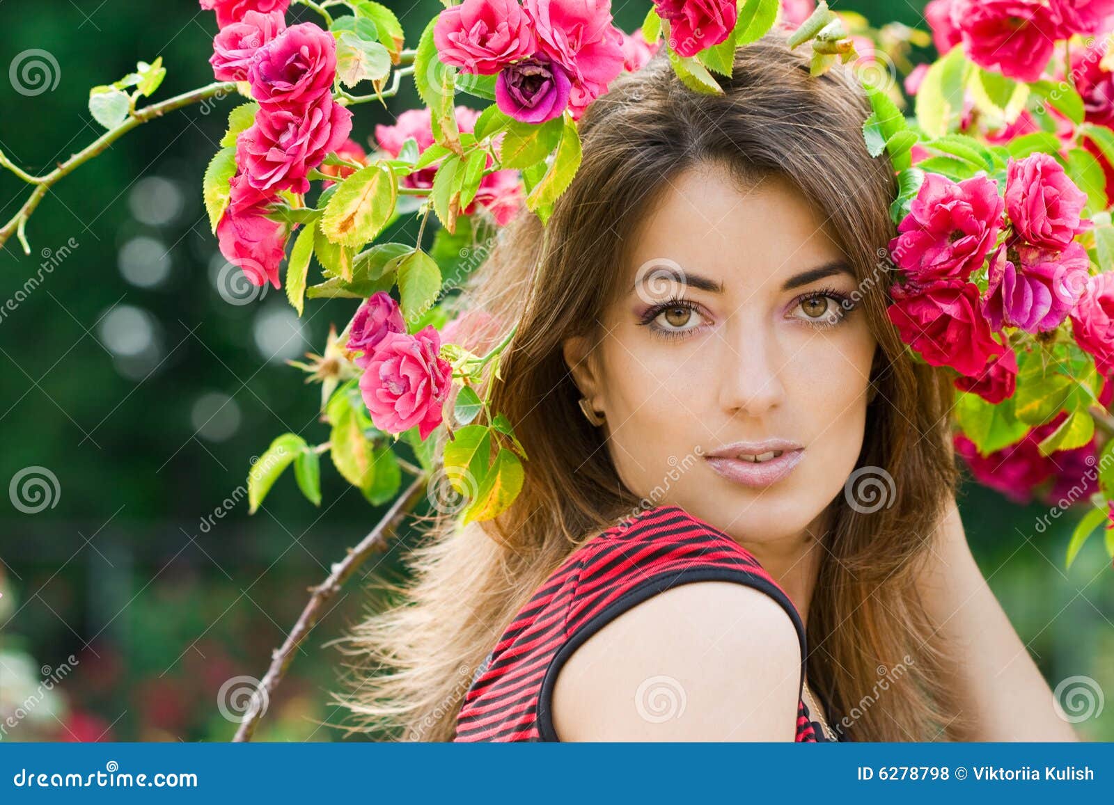 Beautiful woman with roses stock photo. Image of bloom - 6278798