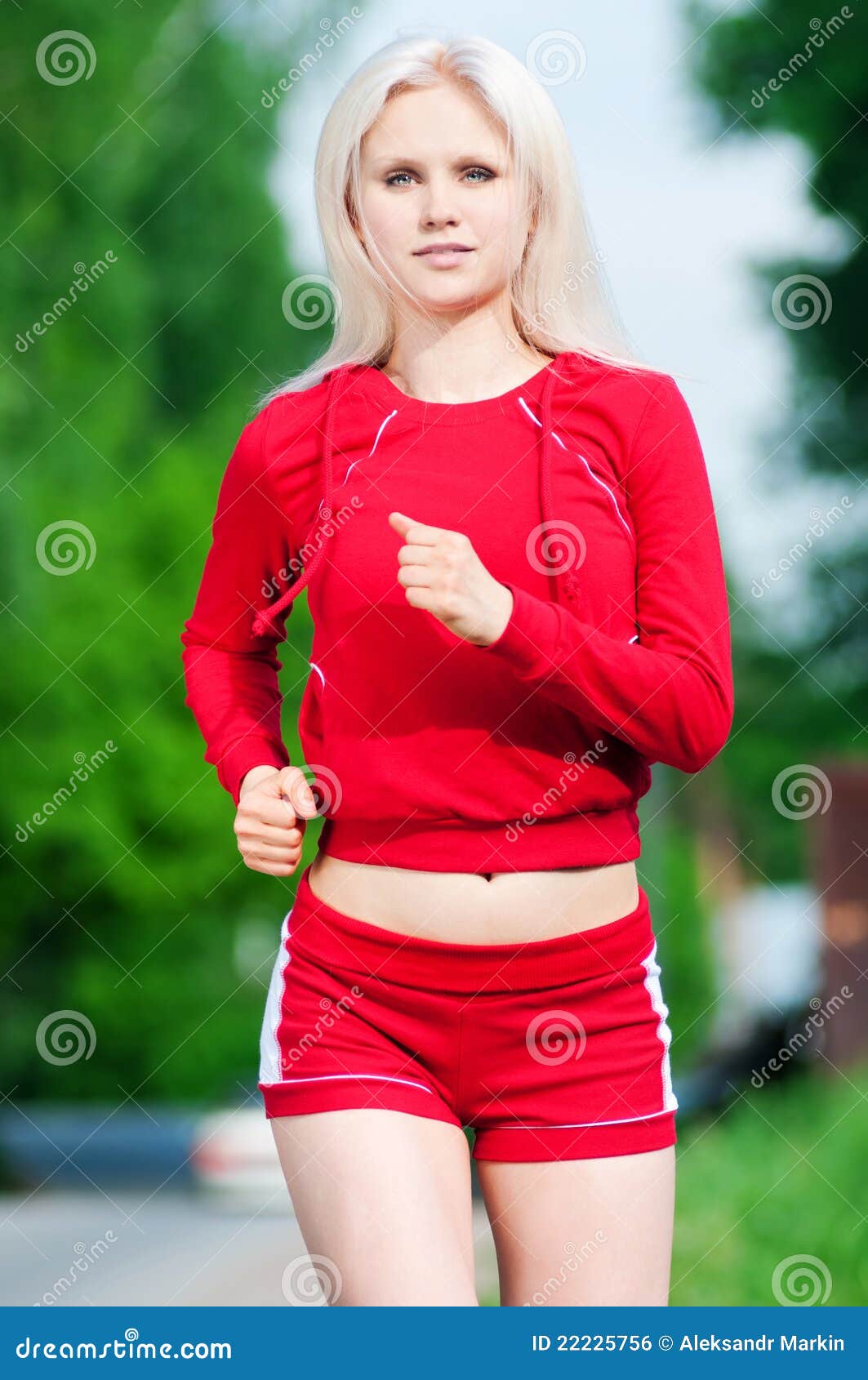 Beautiful Woman Running in Park Stock Photo - Image of jogger, cheerful ...