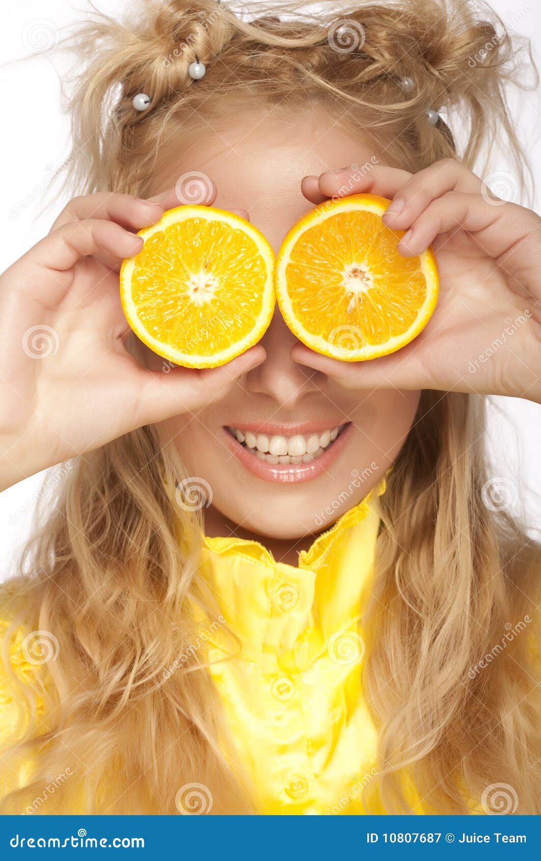 Beautiful Woman`s Face with Orange Stock Image - Image of human, person ...