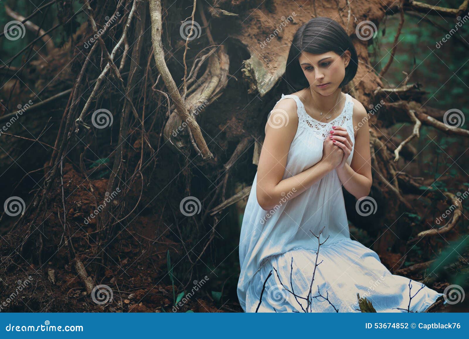 Beautiful Woman with Sad Expression Posing Stock Photo - Image of ...