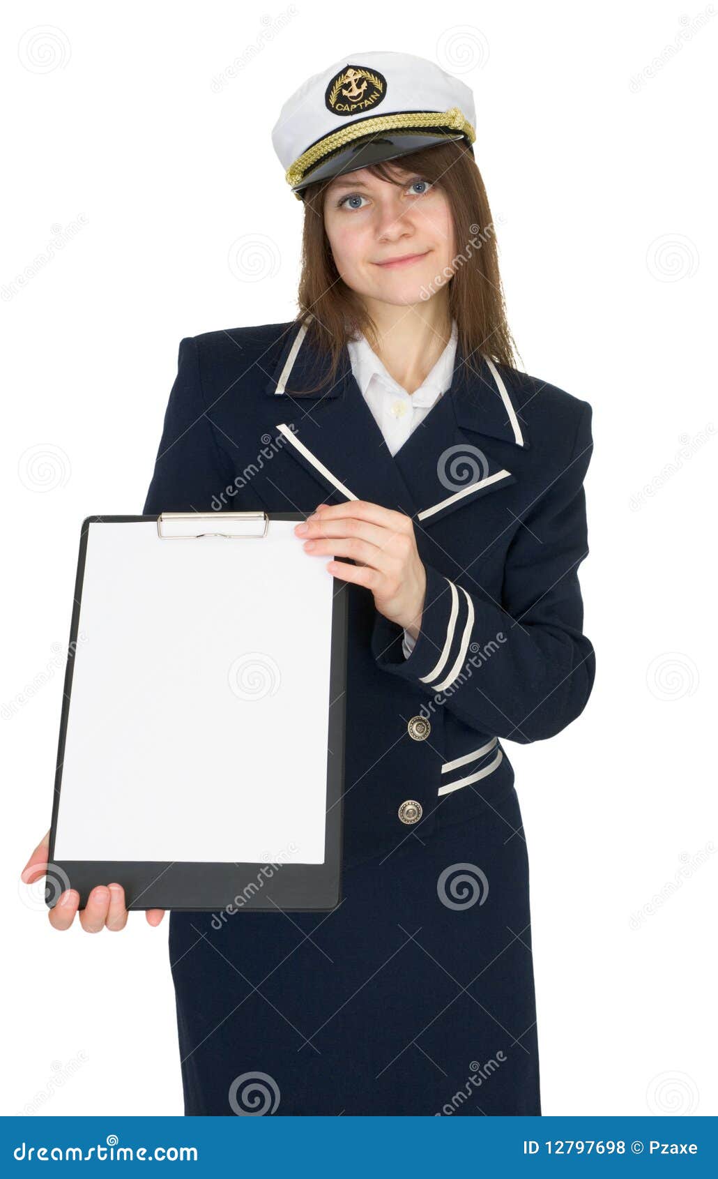 Beautiful Woman - Sailor with Tablet in Hand Stock Photo - Image of ...