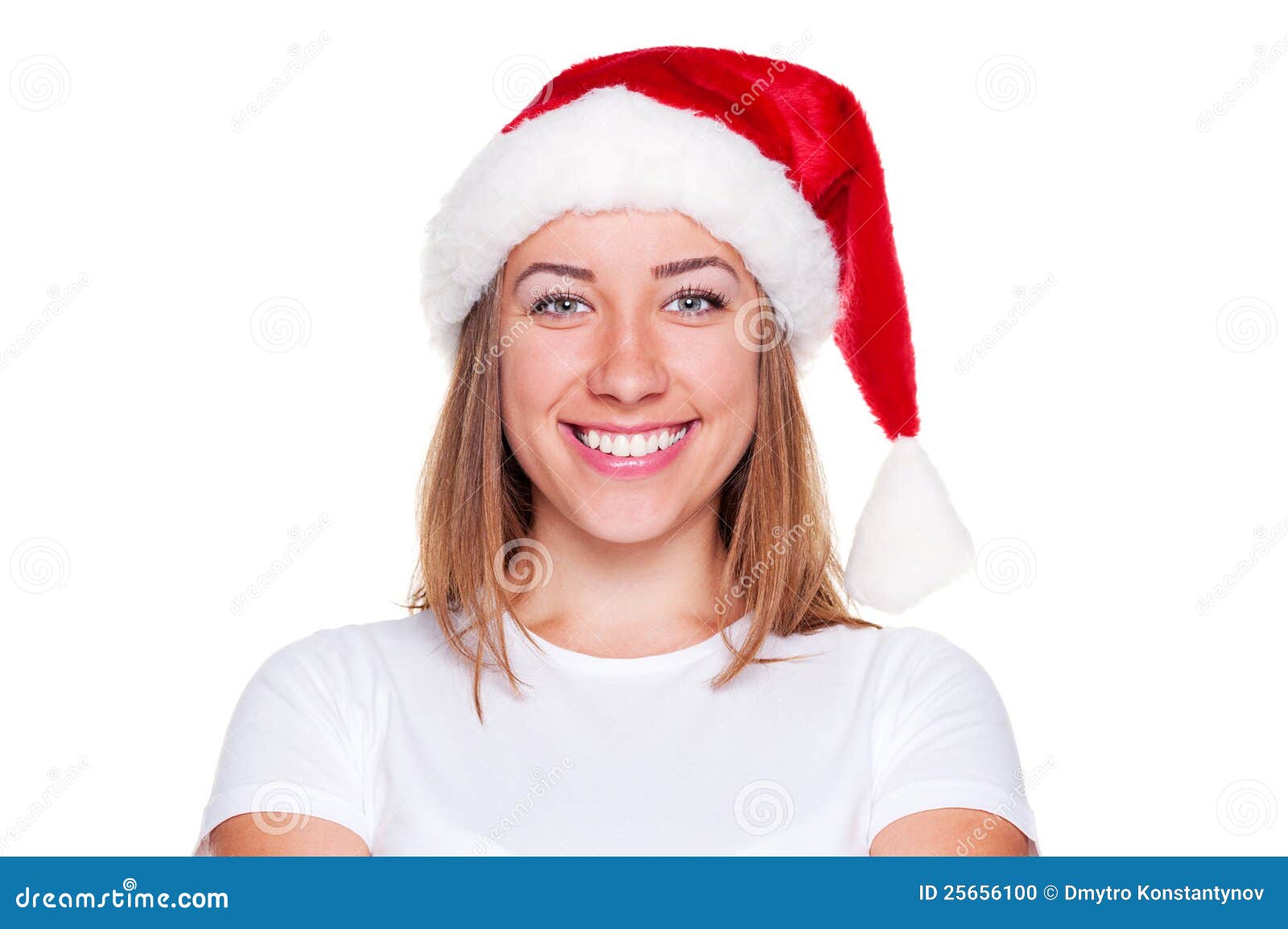 Beautiful Woman in Santa Hat Stock Photo - Image of cheerful, glad ...