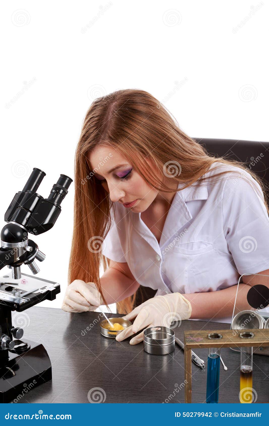 Beautiful Woman Scientist in the Lab Perform Various Operations Stock ...