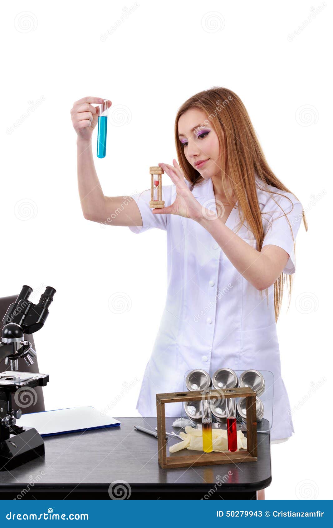 Beautiful Woman Scientist in the Lab Perform Various Operations Stock ...