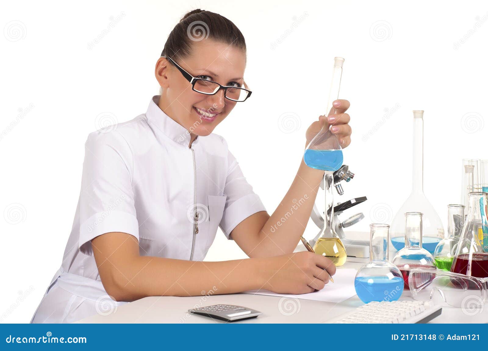 Beautiful Woman Scientist Works in the Laboratory Stock Photo - Image ...
