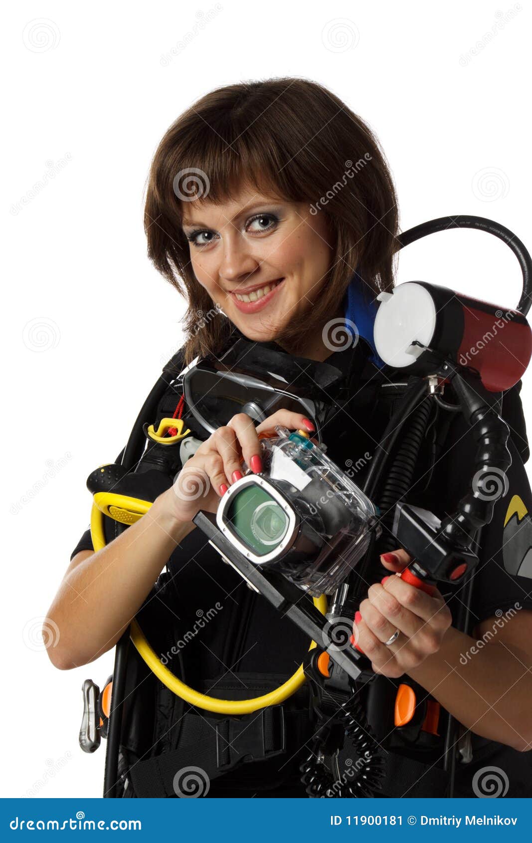 Beautiful Woman Scuba Diver Stock Image - Image of camera, activity ...