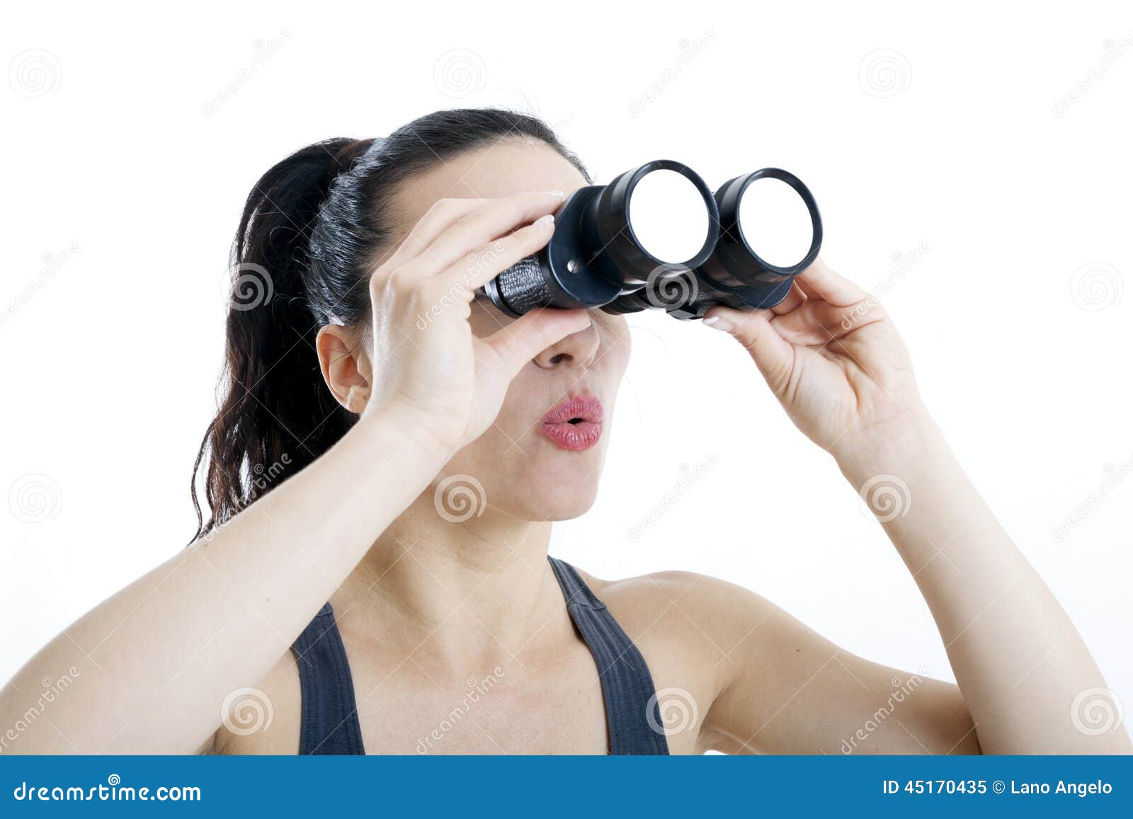 Beautiful Woman Searching with Binoculars Stock Image - Image of vision ...