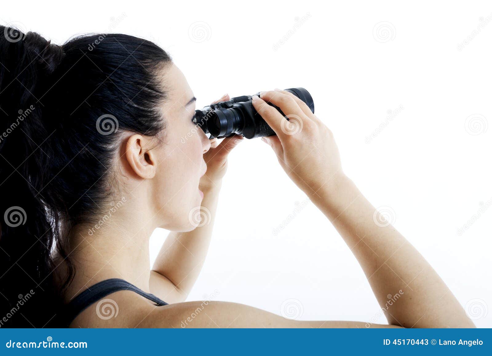 Beautiful Woman Searching with Binoculars Stock Image - Image of female ...