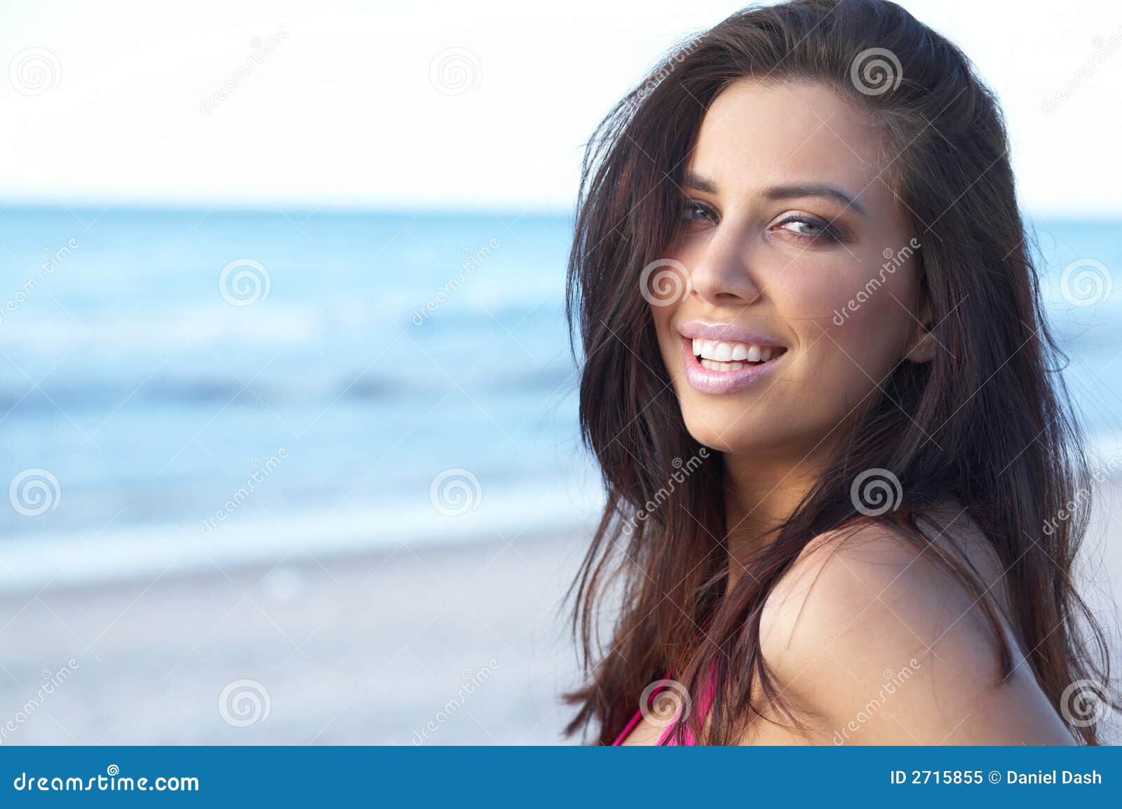 Beautiful Woman at seaside stock image. Image of brunete - 2715855