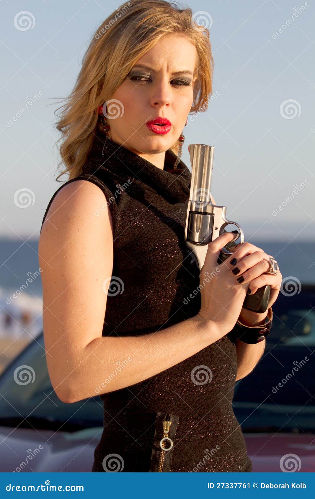 Beautiful Woman Secret Agent Stock Image - Image of protection, black ...