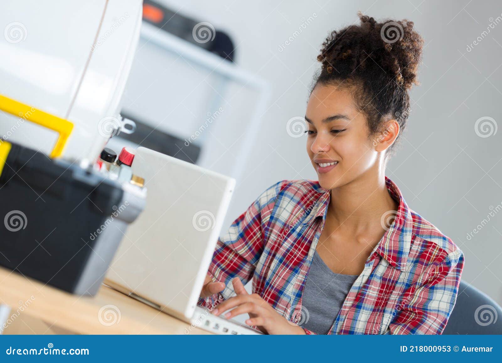 Beautiful Woman Seting Up Boiler Stock Image - Image of valve ...