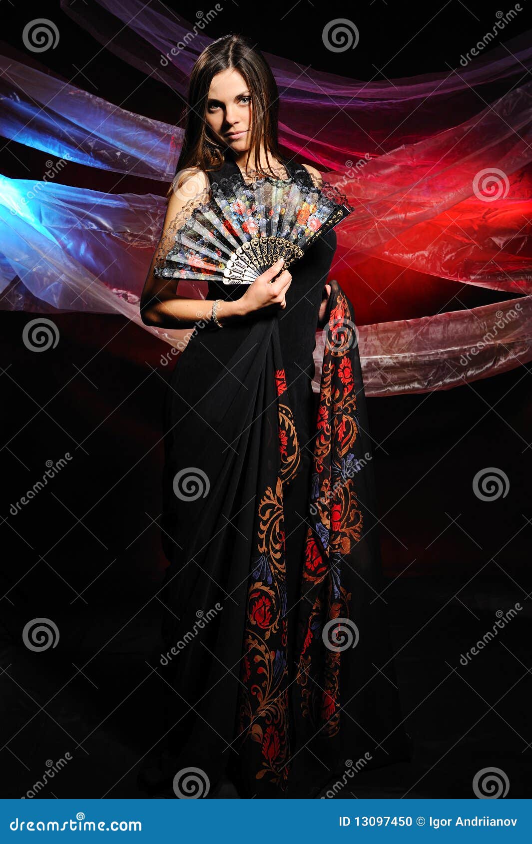 The Beautiful Woman with a Shawl Stock Photo - Image of dance, fantasy ...