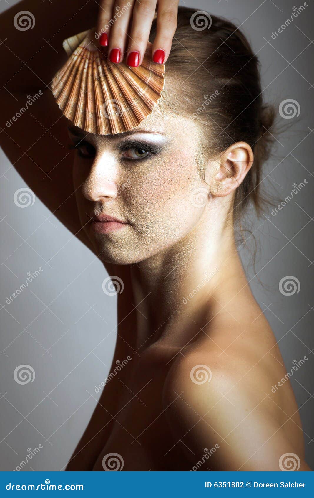 Beautiful Woman with a Shell Stock Photo - Image of closeup, bodycare ...