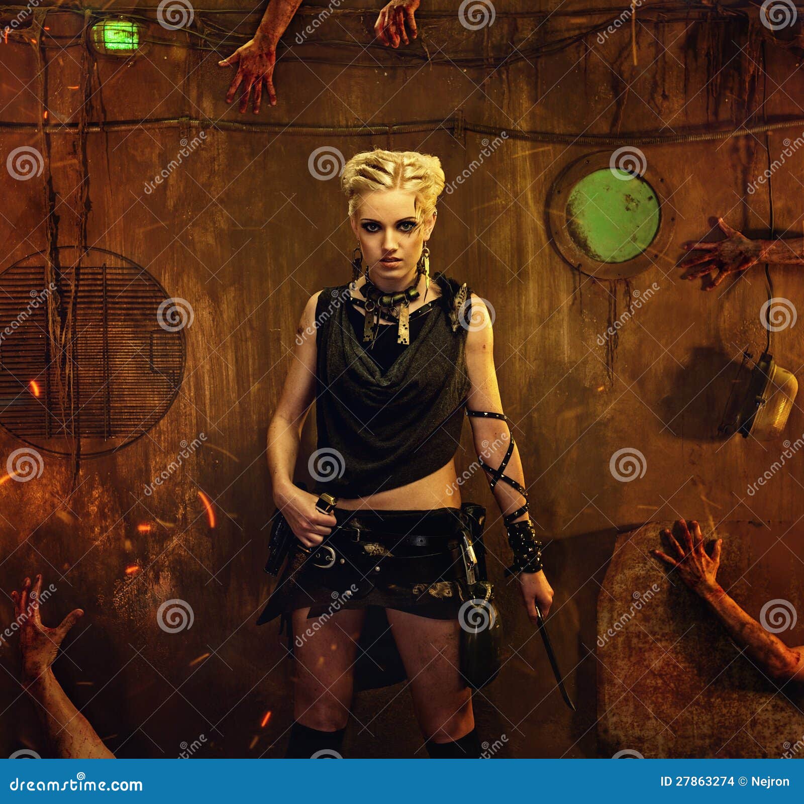 Beautiful Woman in a Shelter Stock Photo - Image of clothes, alone ...