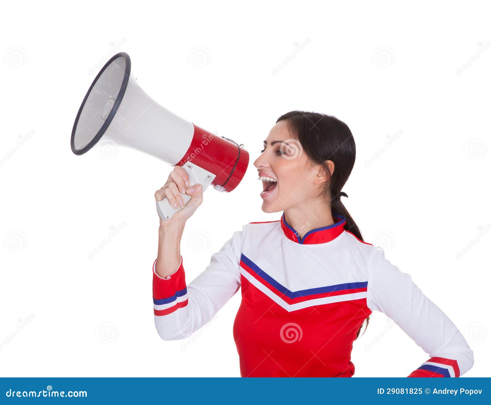 Beautiful Woman Shouting in Megaphone Stock Image - Image of happy ...