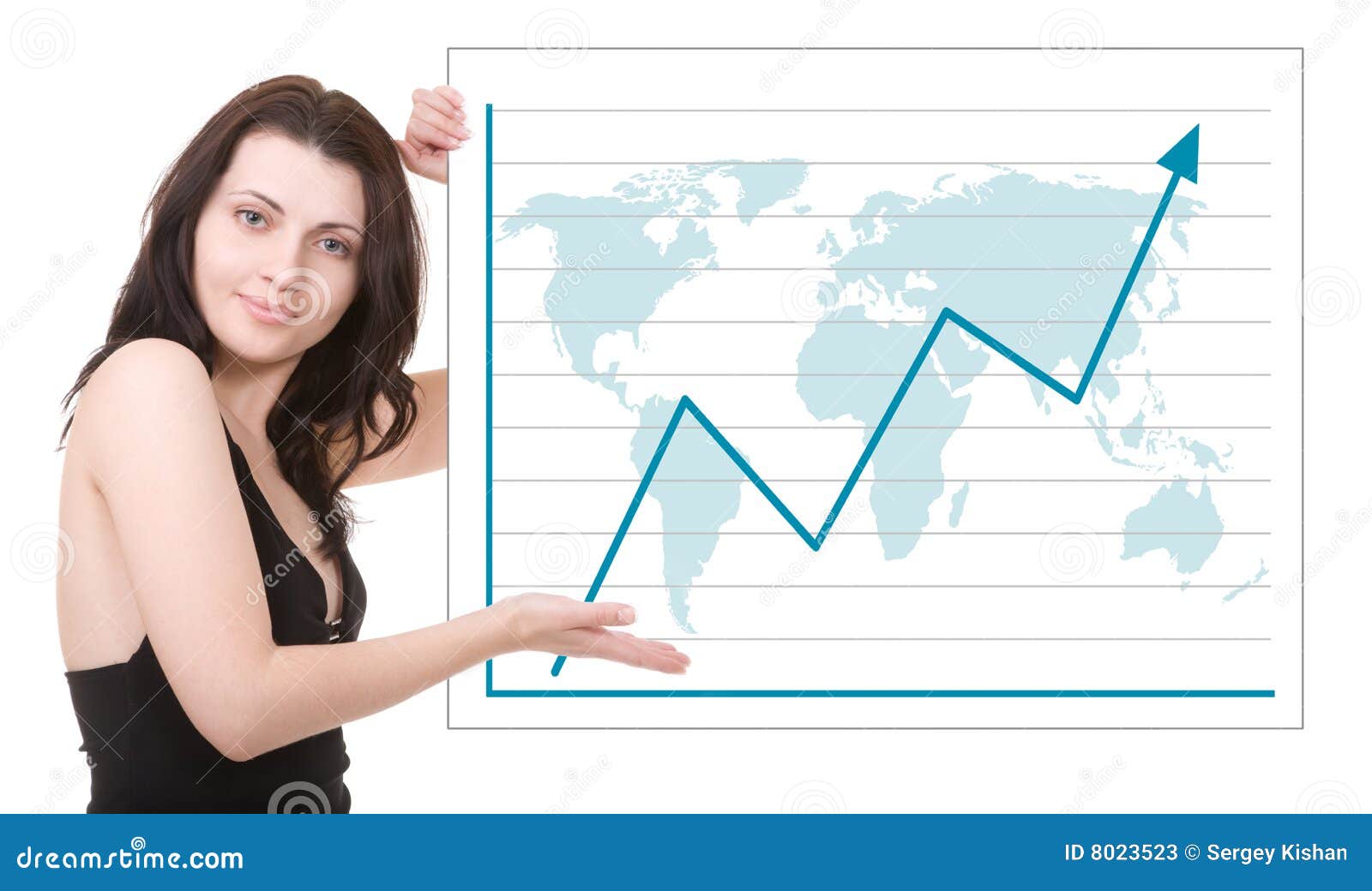 Beautiful Woman Show on the Graph Stock Image - Image of money, plan ...