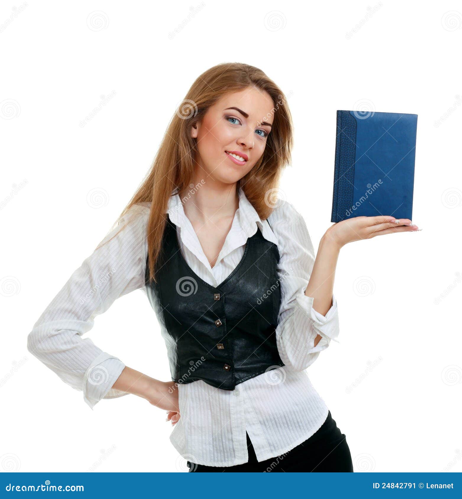 Beautiful Woman Showing a Book Stock Image - Image of making, message ...
