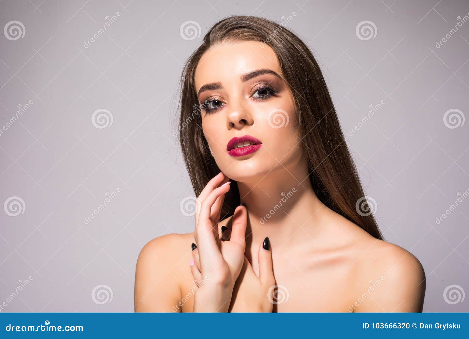 Beautiful Woman Skin Tanned Red Lips Healthy Beauty Skin Smile Spa