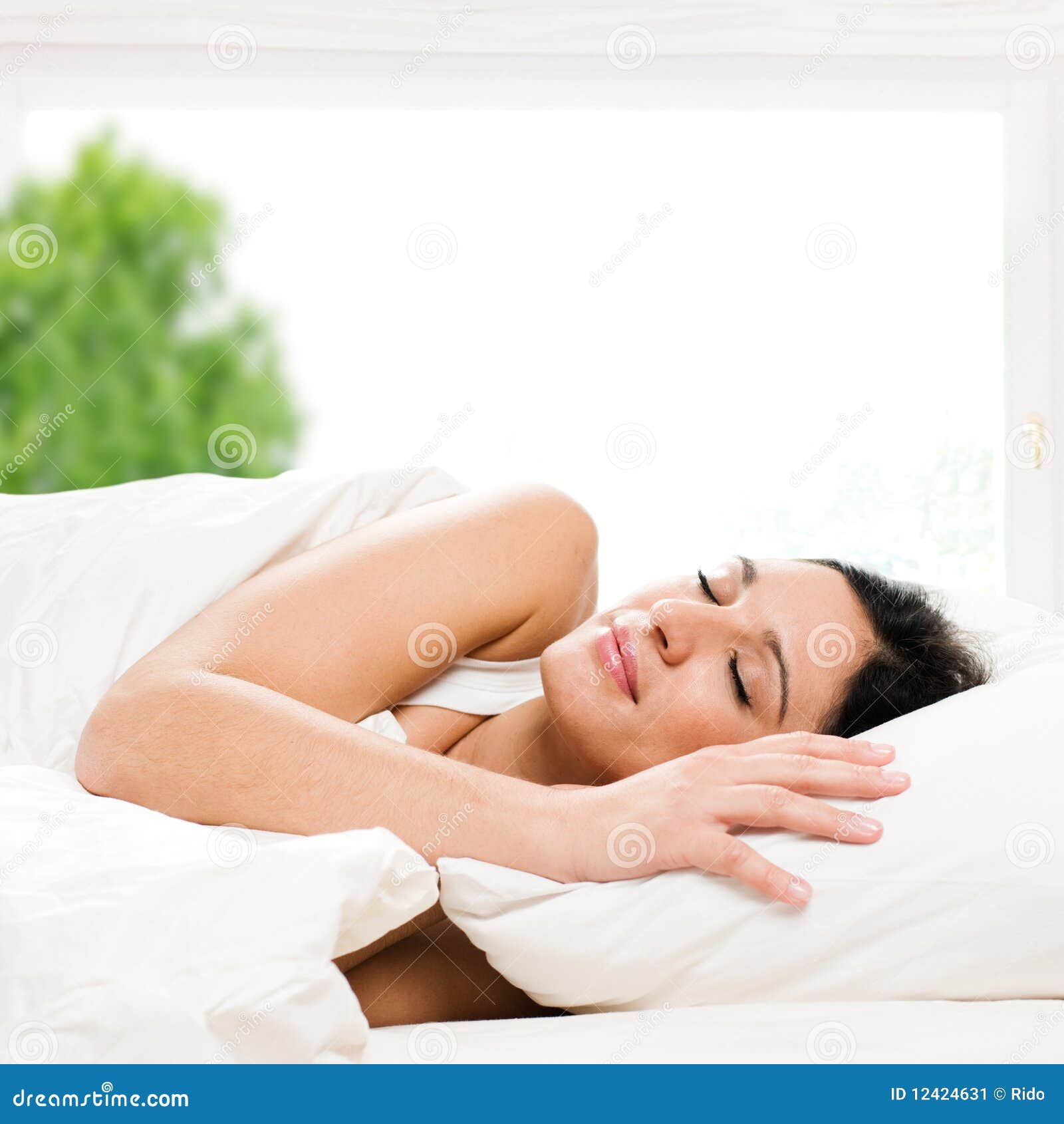 Beautiful woman sleeping stock image. Image of closed - 12424631