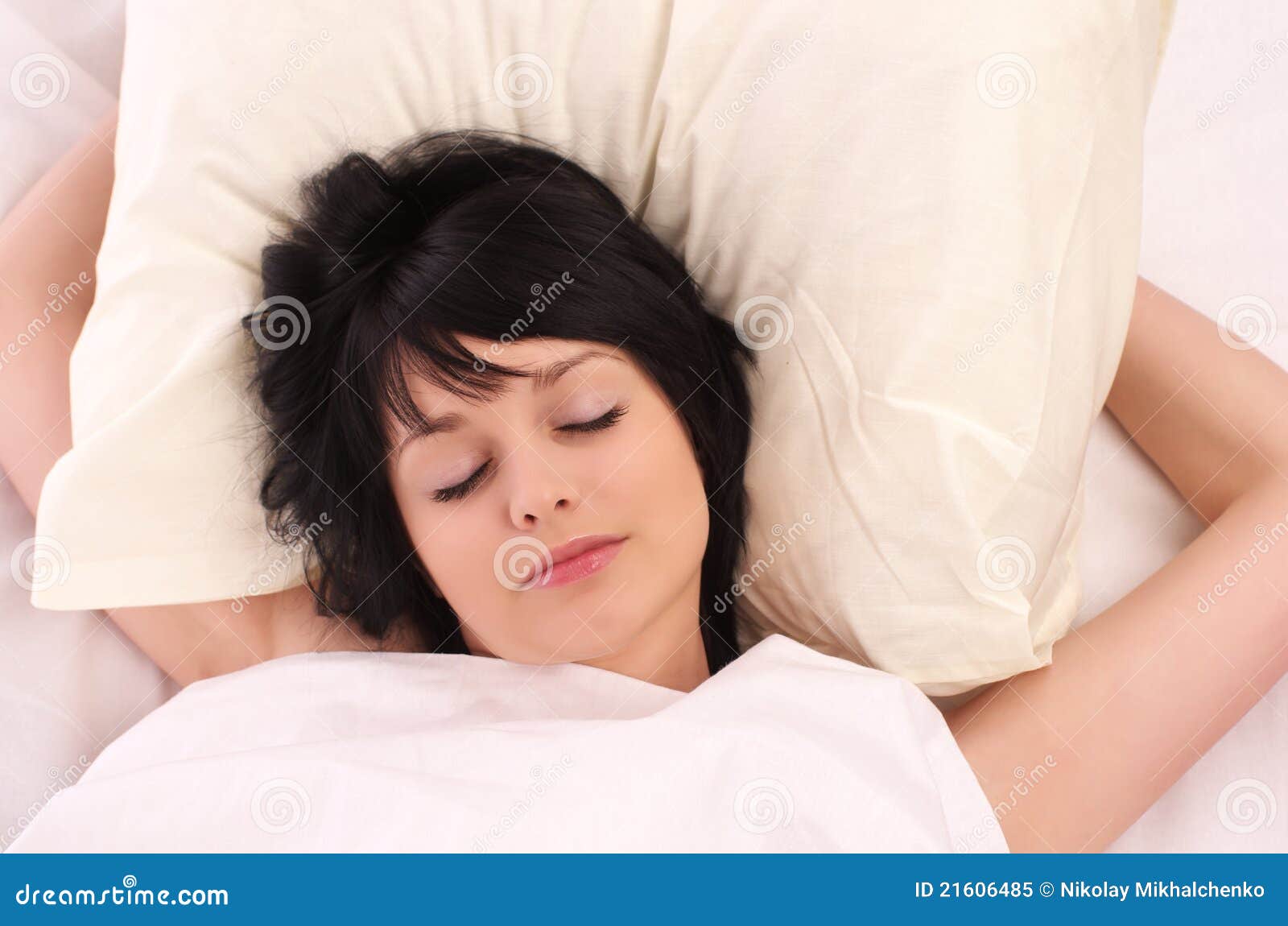 Beautiful Woman Sleeping in the Bed Stock Image - Image of relax ...