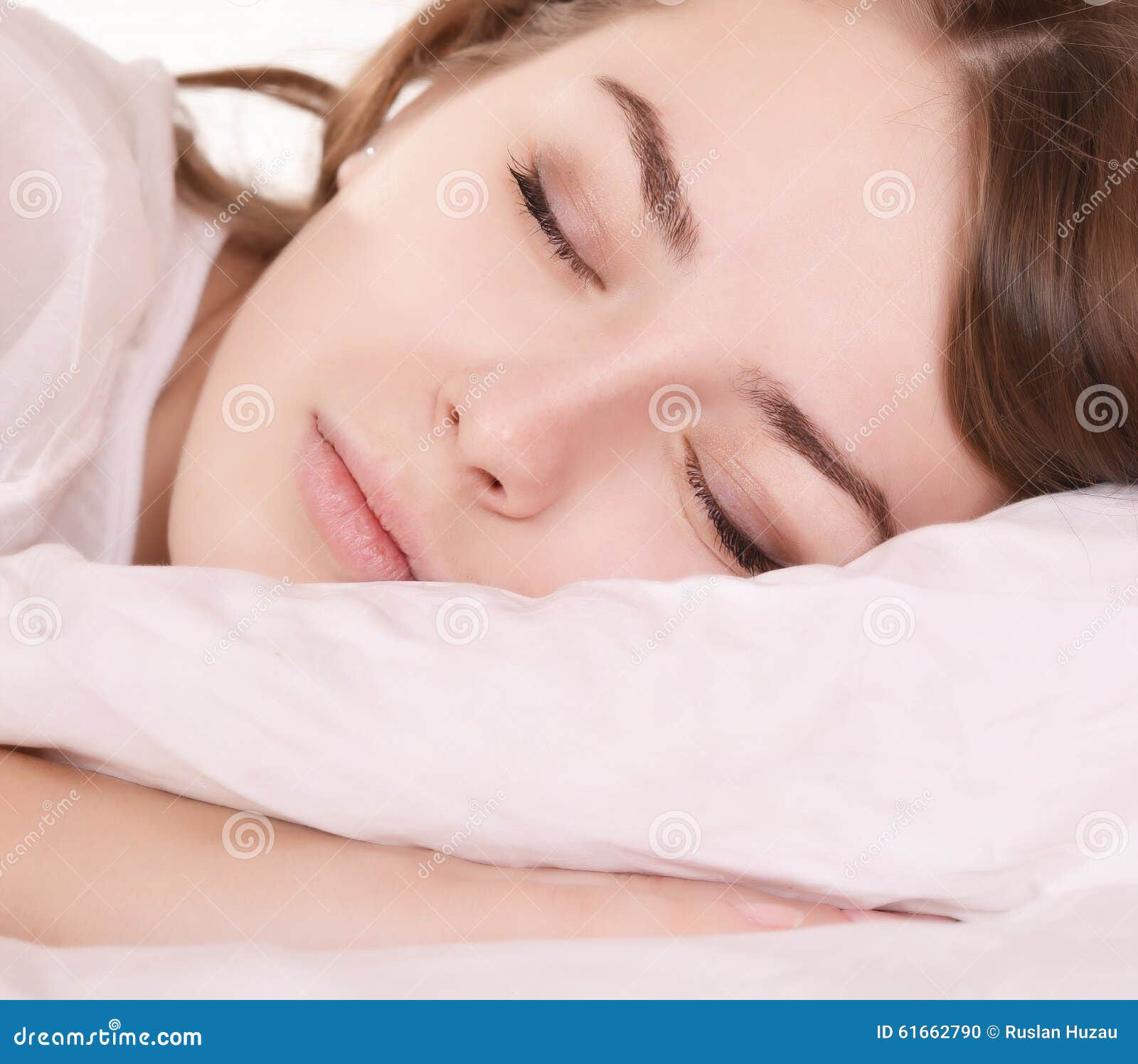 Beautiful Woman Sleeping in Bed Stock Photo - Image of beautiful, lying ...