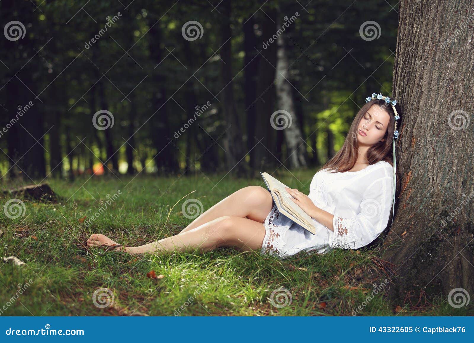 Beautiful Woman Sleeping Peacefully in the Forest Stock Image - Image ...