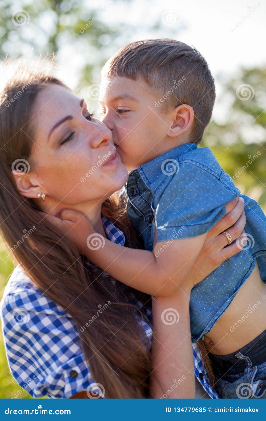 Beautiful Woman and Small Boy Portrait Nice Stock Image - Image of ...
