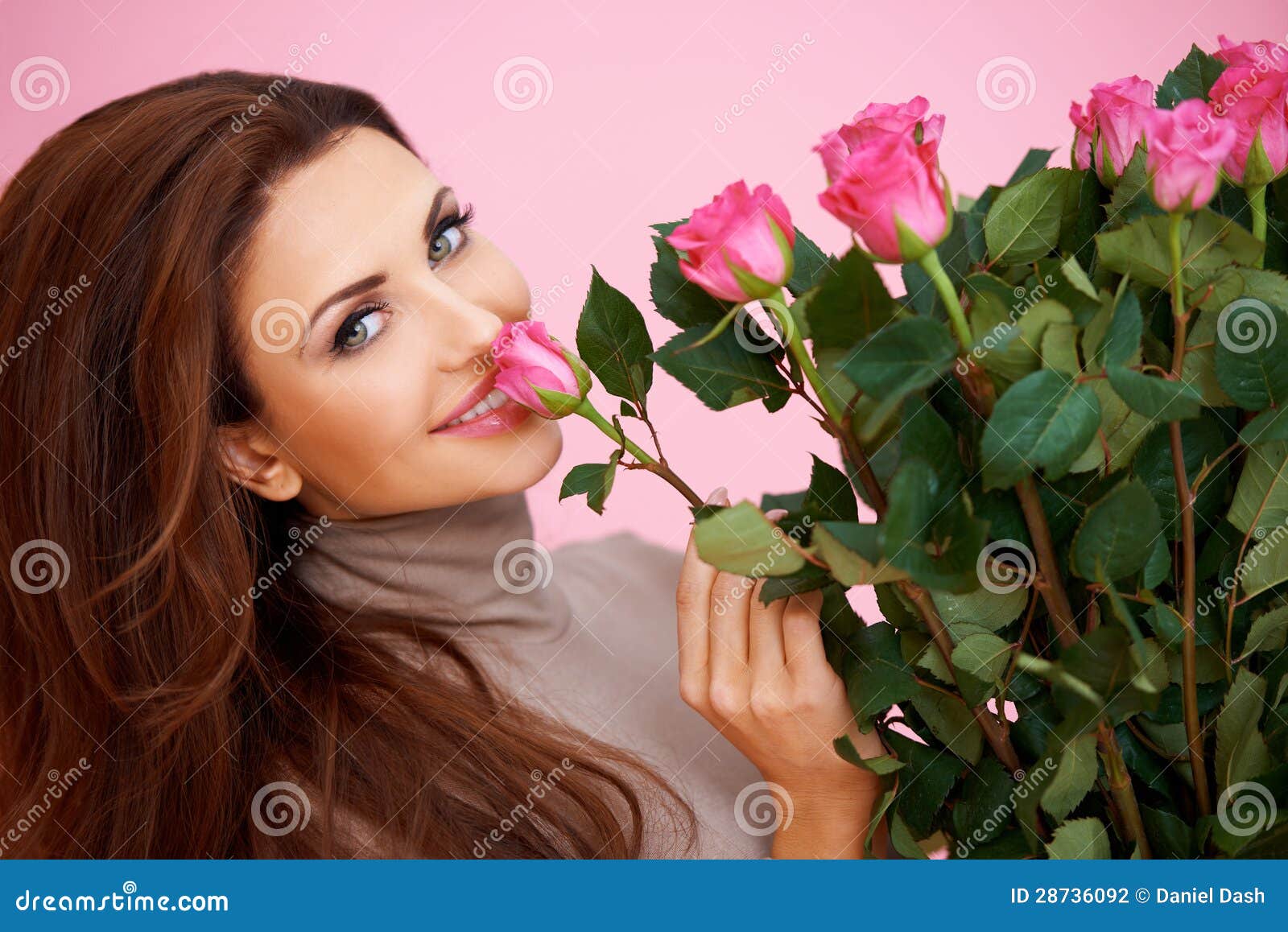 Beautiful Woman Smelling a Rose Stock Photo - Image of lady, woman ...