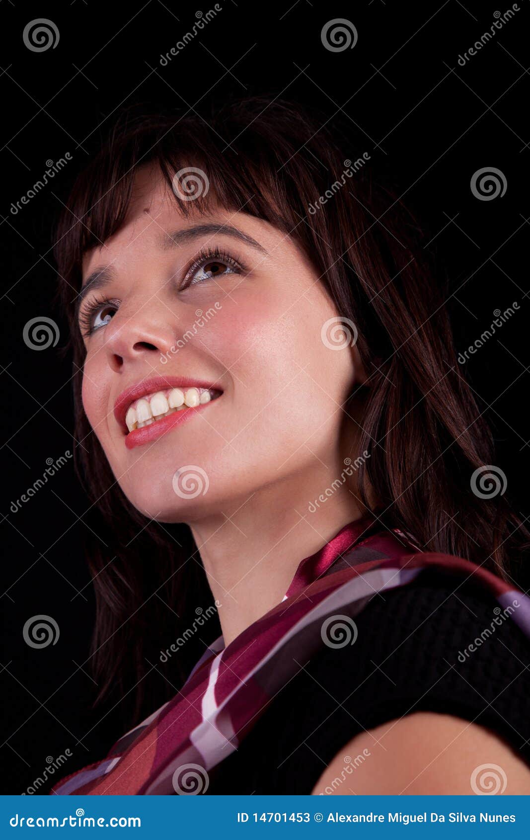 Beautiful Woman Smiling Looking Up Stock Image - Image of female, clean ...