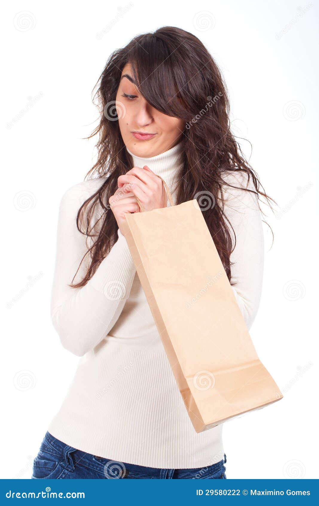 Beautiful Woman Smiling with a Paper Bag Stock Photo - Image of paper ...