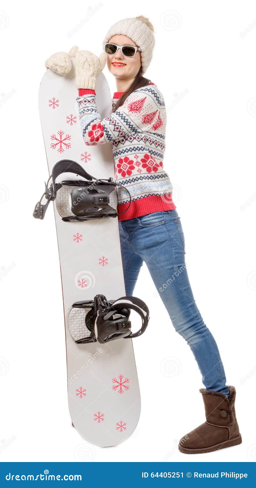 Beautiful Woman with a Snowboard in Studio Stock Image - Image of ...
