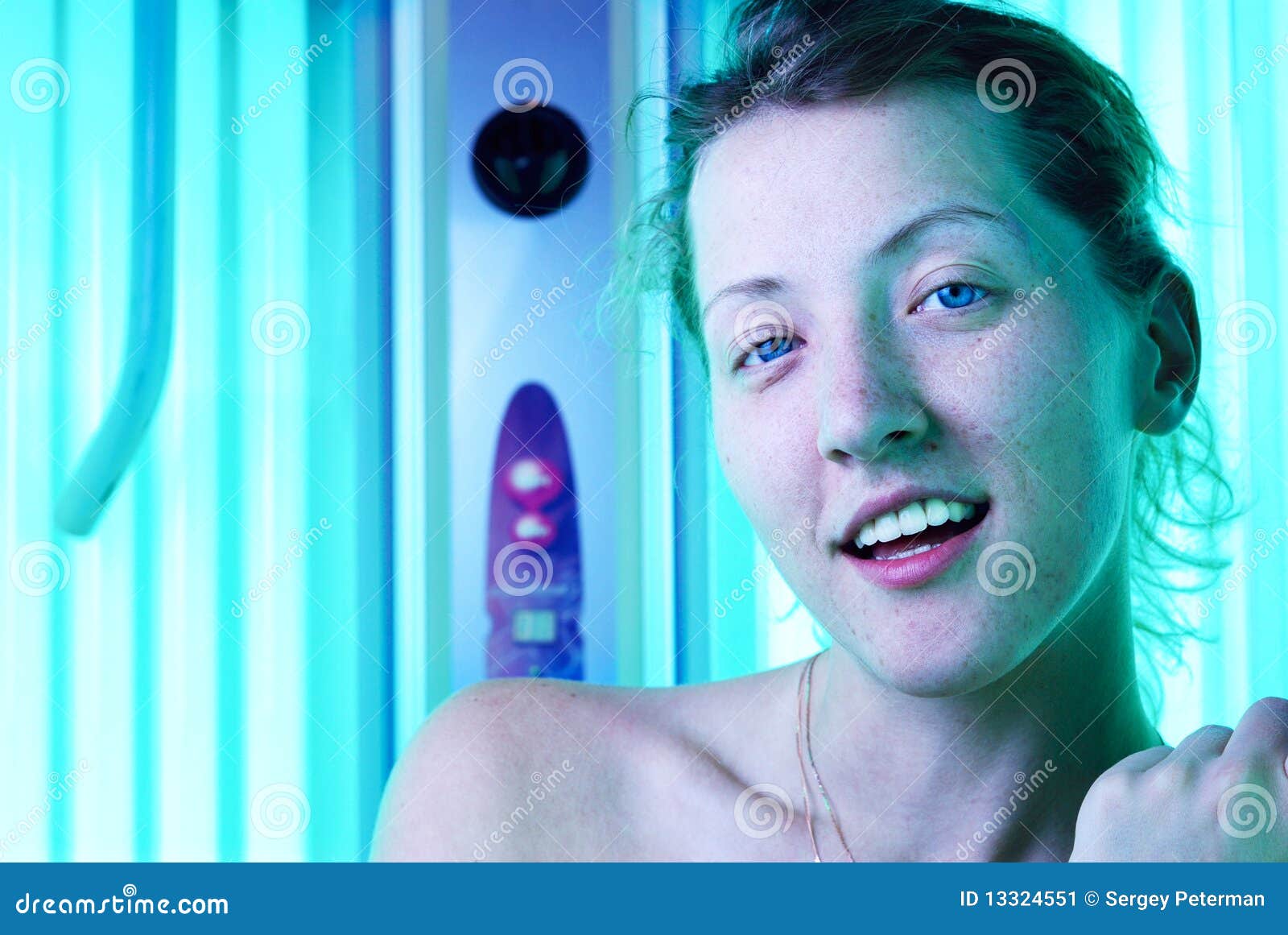 Beautiful Woman in Solarium Stock Image - Image of face, dark: 13324551