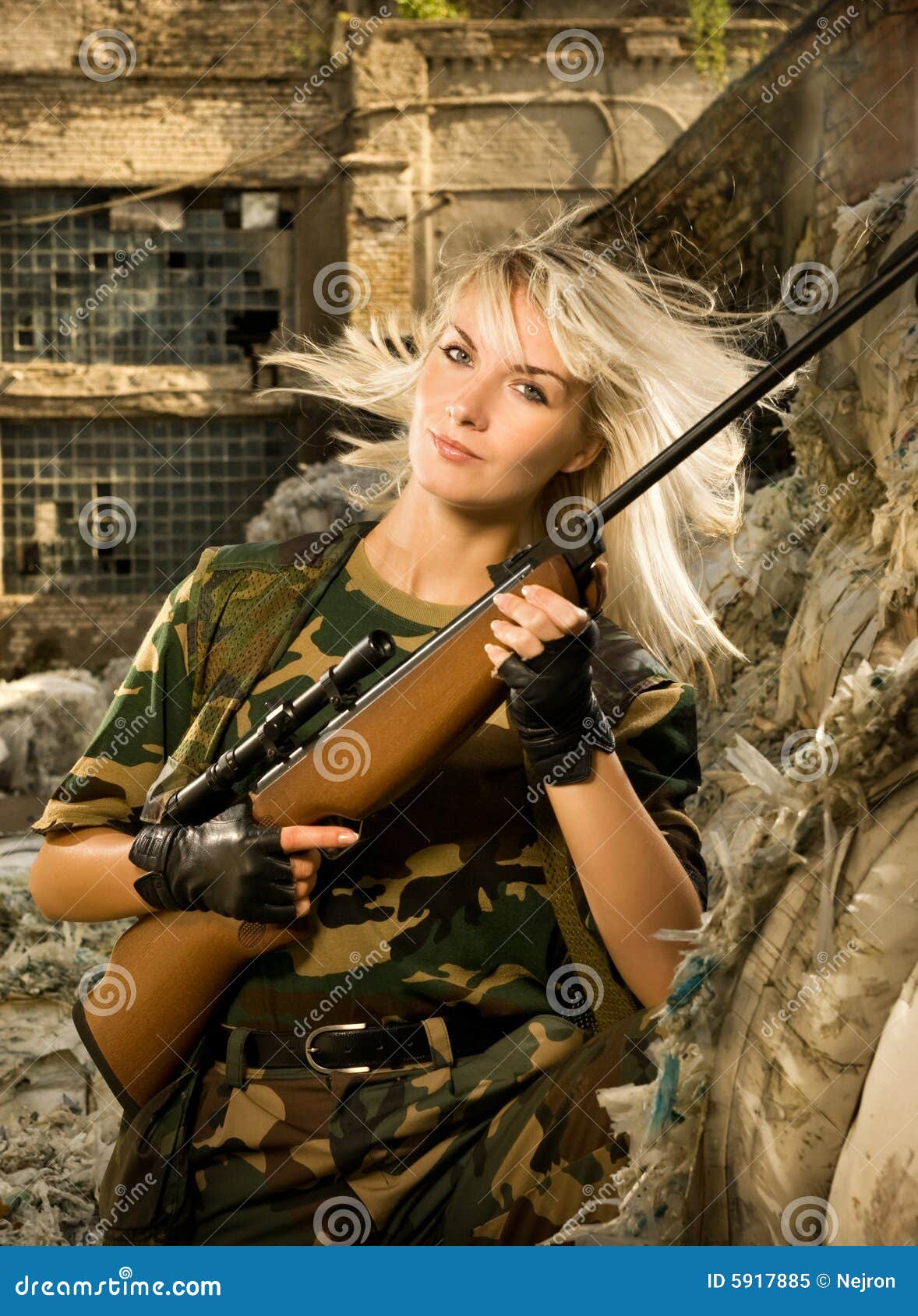 Beautiful woman soldier stock image. Image of airgun, combat - 5917885