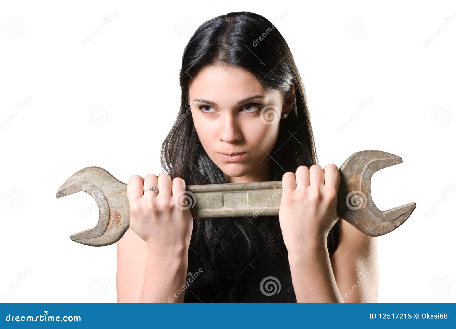 The Beautiful Woman with a Spanner. Stock Image - Image of beautiful ...