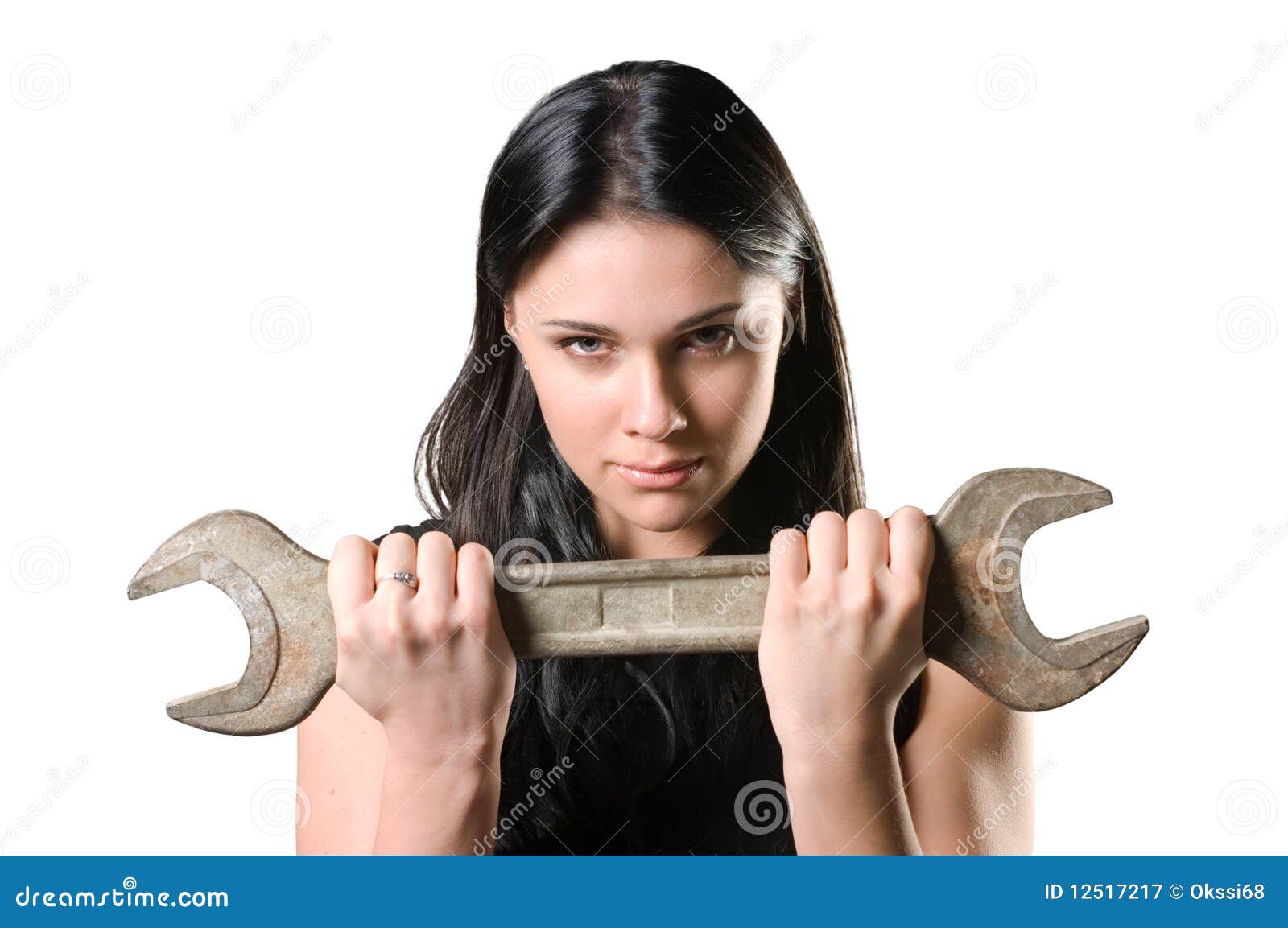 The Beautiful Woman with a Spanner Stock Image - Image of elegance ...