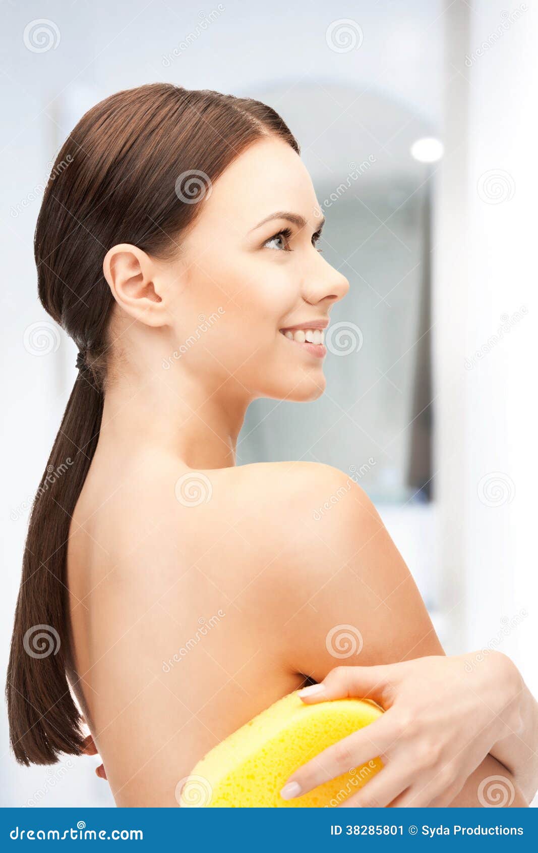 Beautiful Woman with Sponge Stock Image - Image of living, care: 38285801