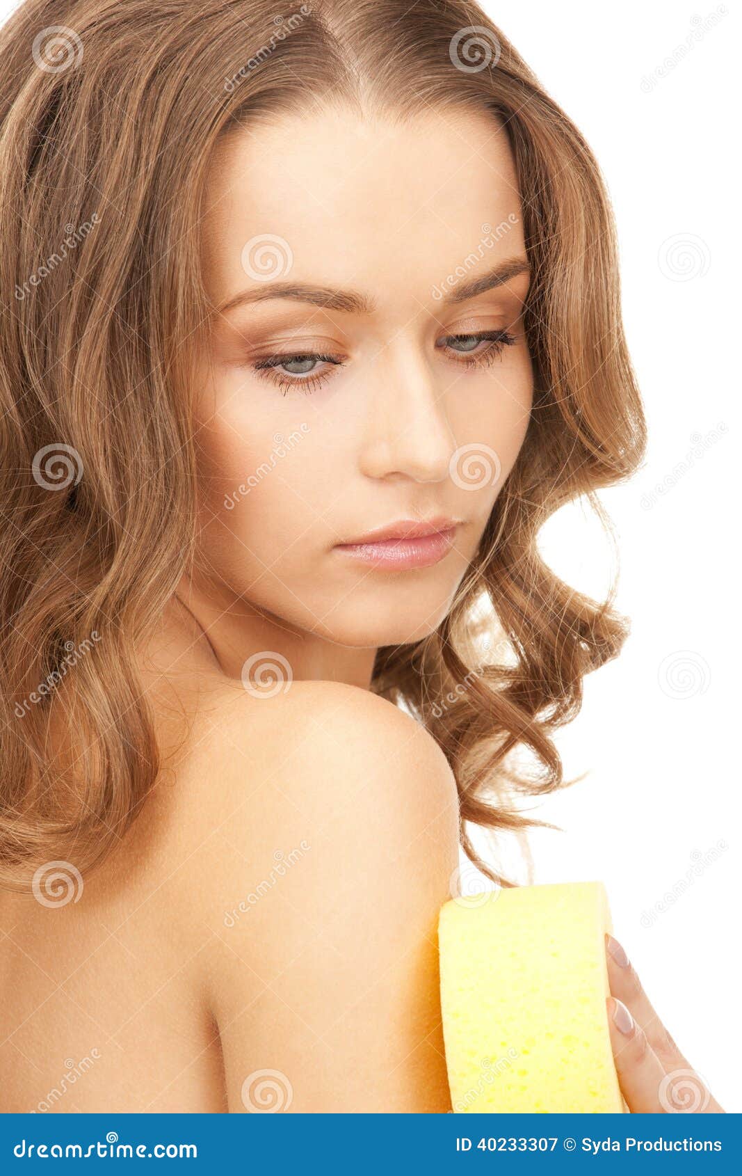 Beautiful Woman with Sponge Stock Image - Image of attractive, health ...