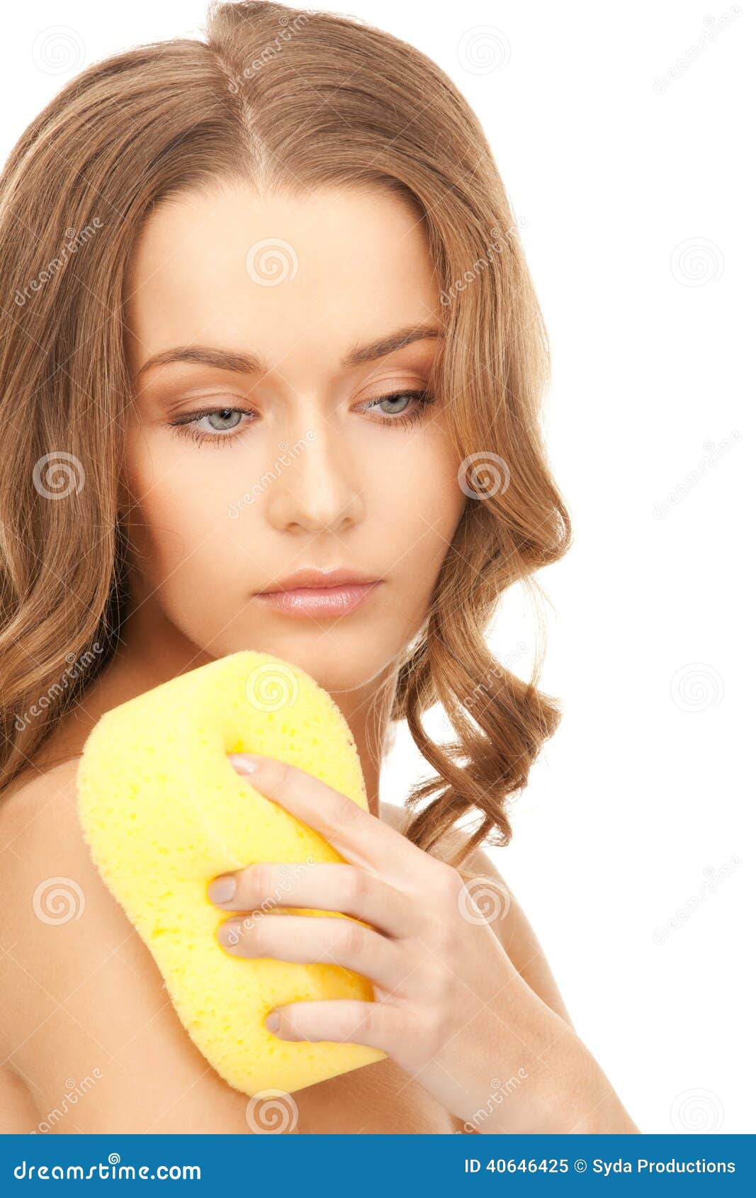 Beautiful Woman with Sponge Stock Image - Image of bodycare, cleanse ...