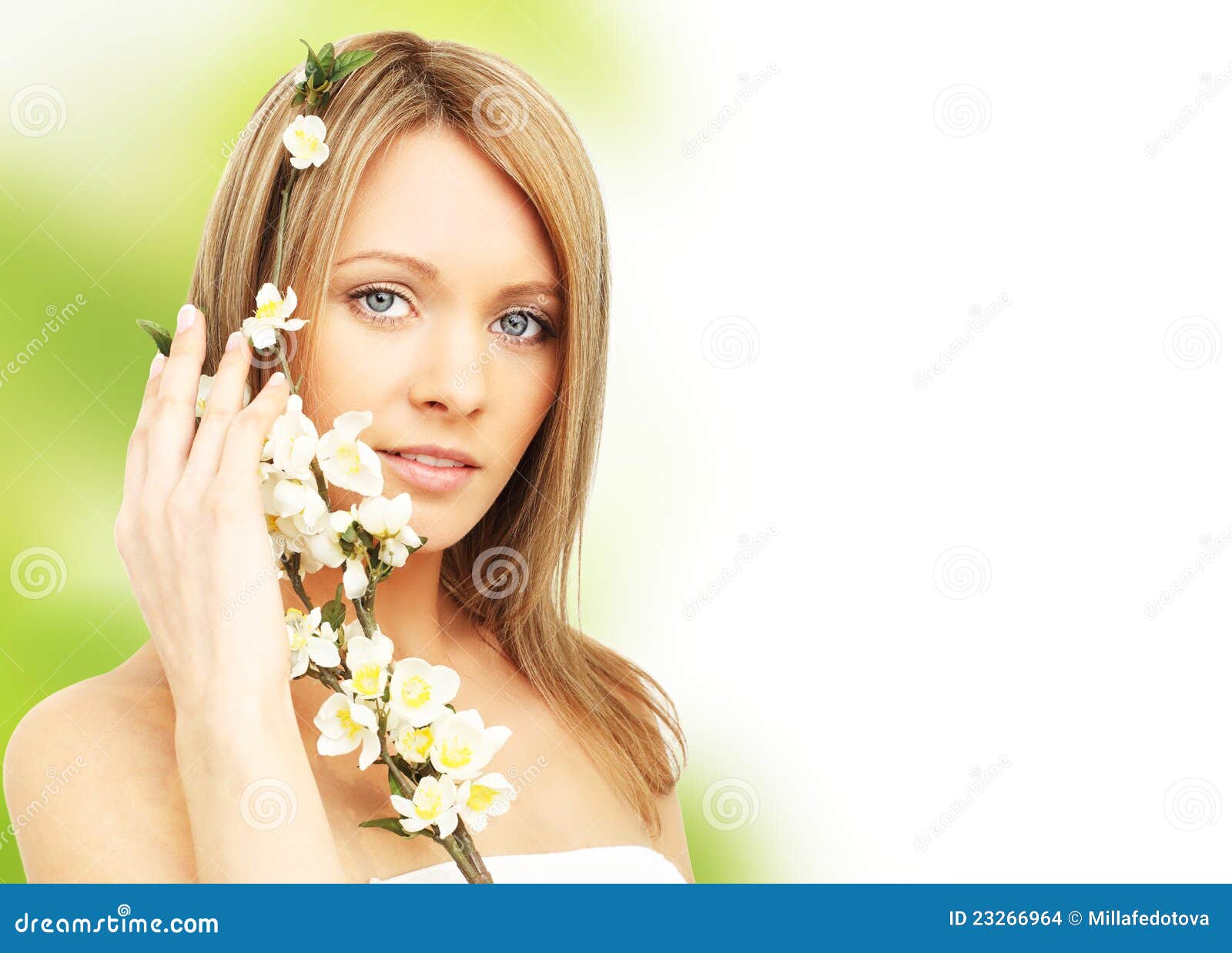 Beautiful Woman with Spring Blossom Stock Photo - Image of blur, body ...