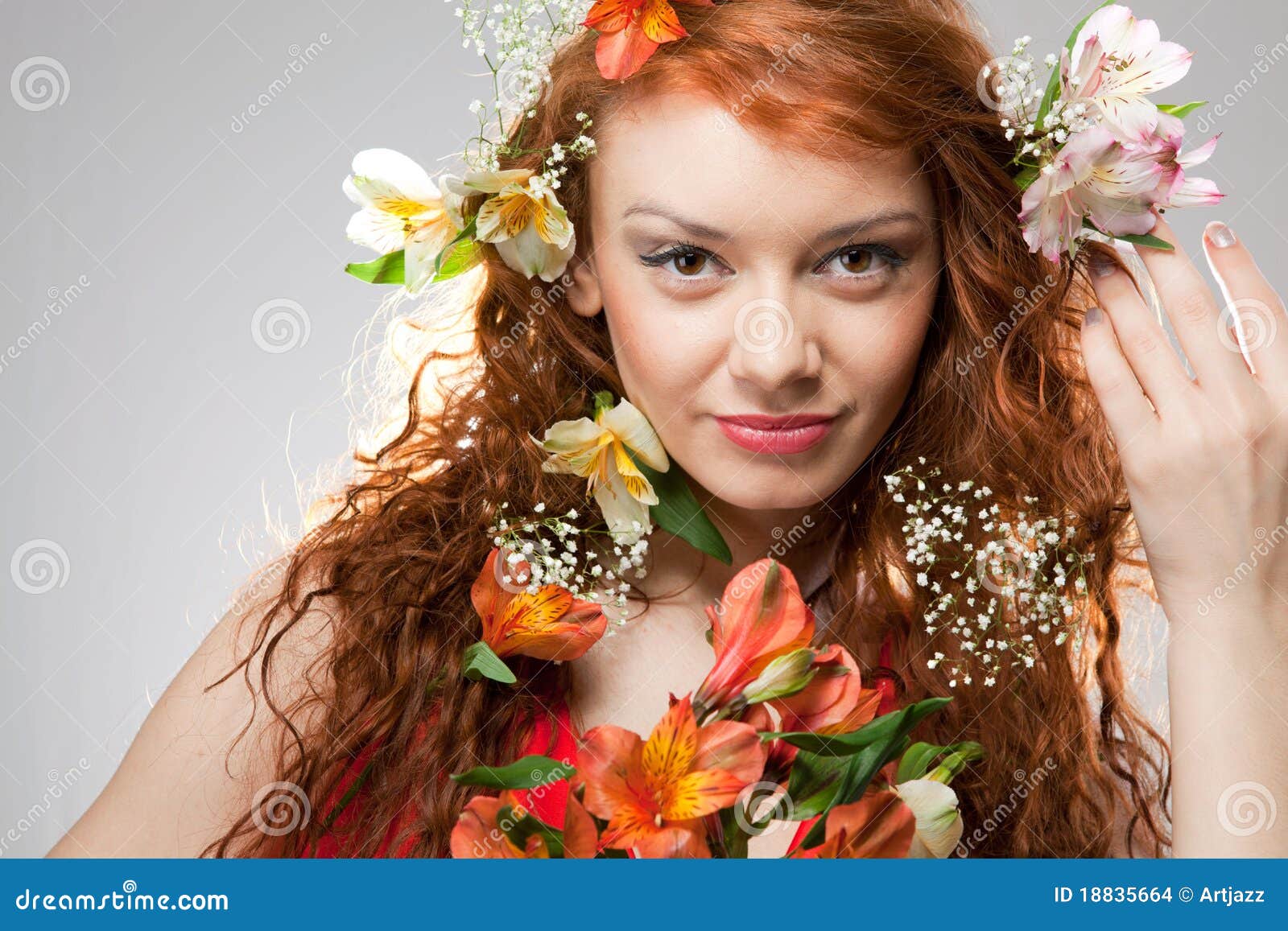 Beautiful Woman with Spring Flowers Stock Photo - Image of body, girl ...