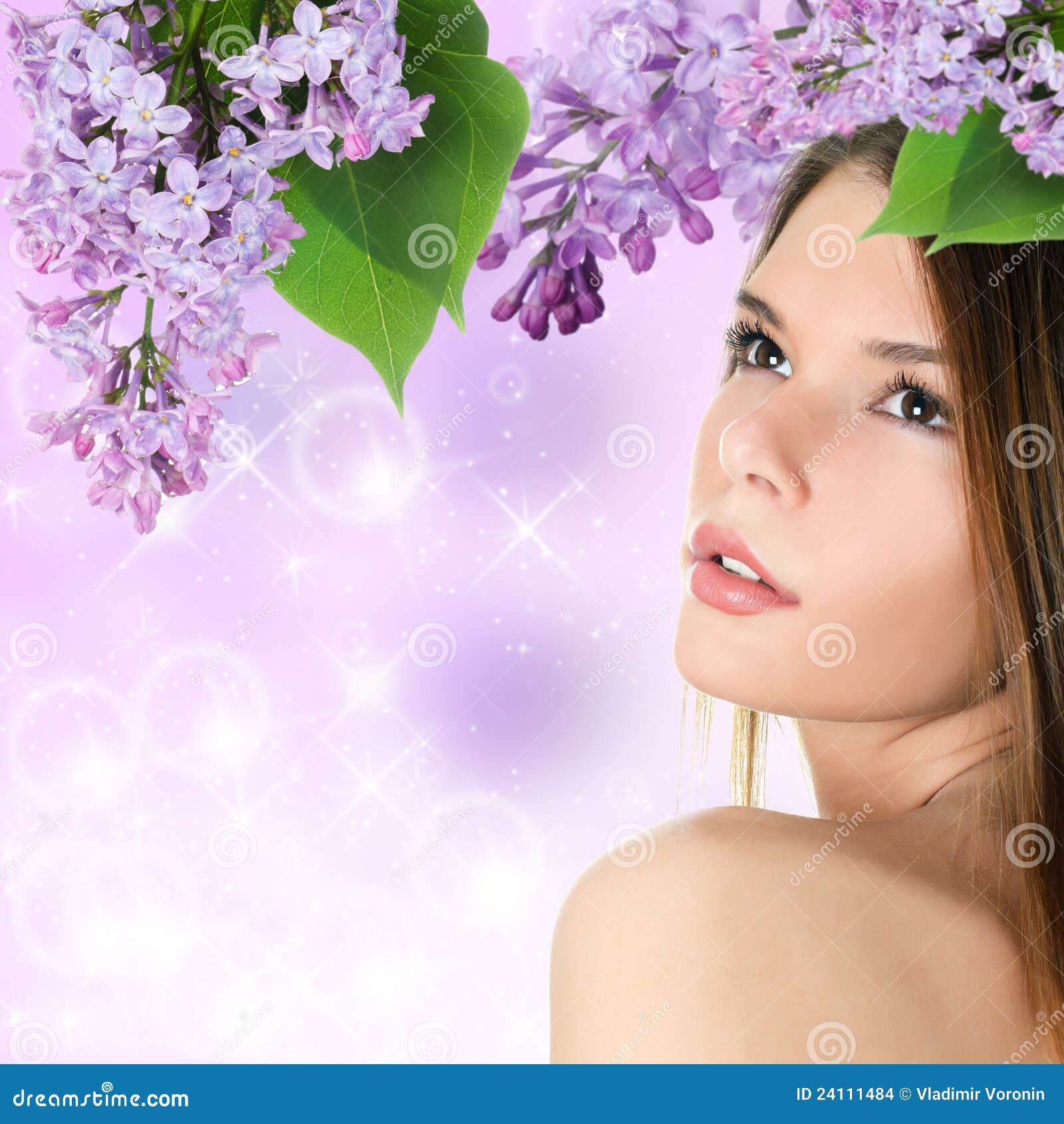 Beautiful Woman with Spring Flowers Stock Photo - Image of cute, girl ...