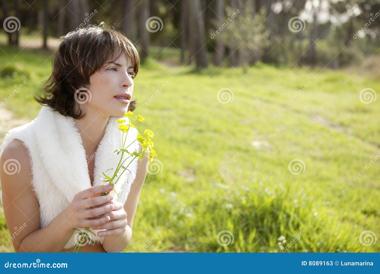 Beautiful Woman in a Spring Landscape Stock Image - Image of beautiful ...
