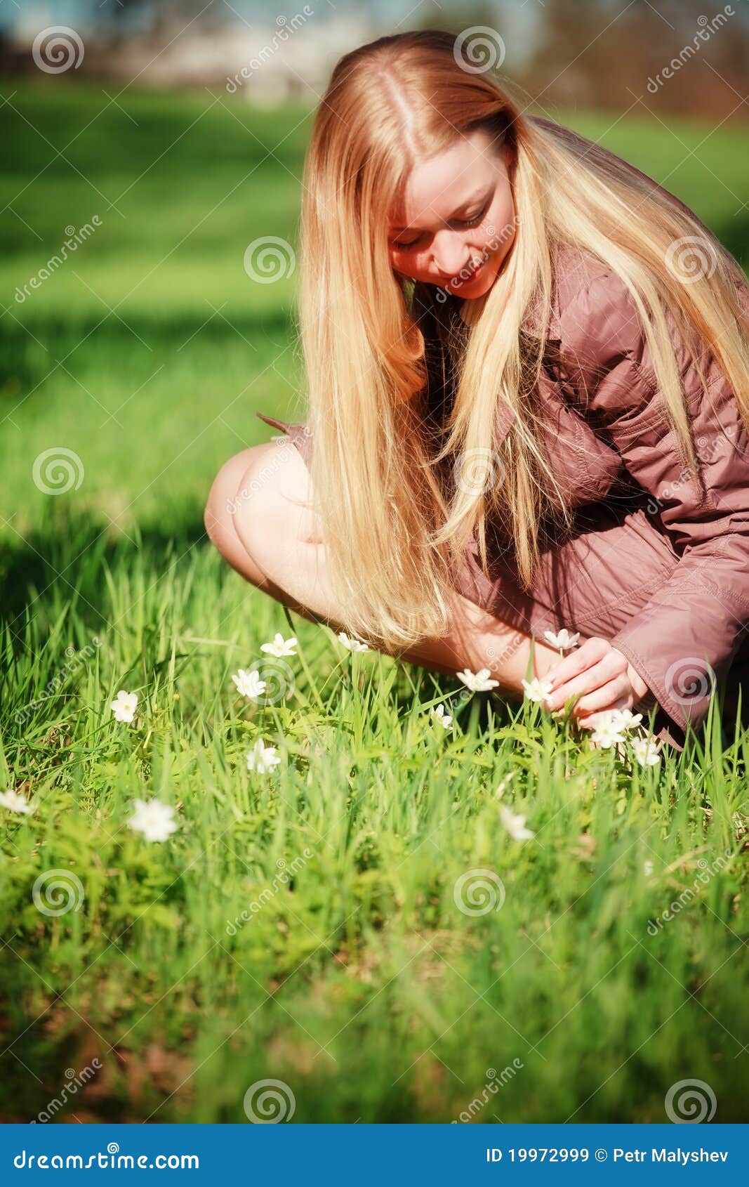 Beautiful Woman on Spring Meadow Stock Image - Image of head, leisure ...