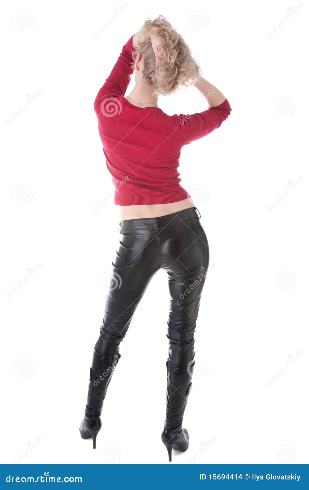 Beautiful Woman Standing Back Stock Photo - Image of caucasian, blonde ...