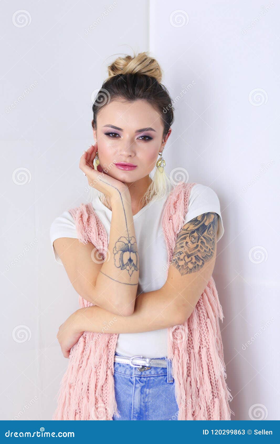 Beautiful Woman Standing in Study. Beautiful Woman. Stock Image - Image ...