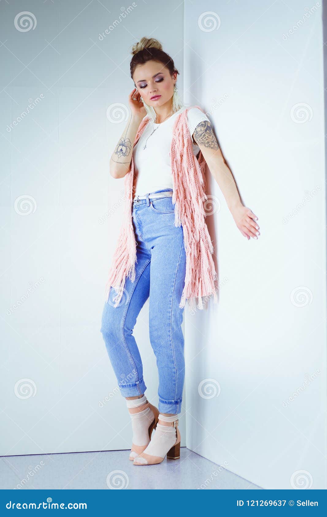 Beautiful Woman Standing in Study. Beautiful Woman. Stock Image - Image ...