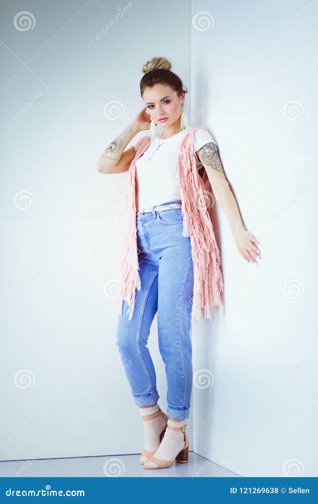 Beautiful Woman Standing in Study. Beautiful Woman. Stock Photo - Image ...